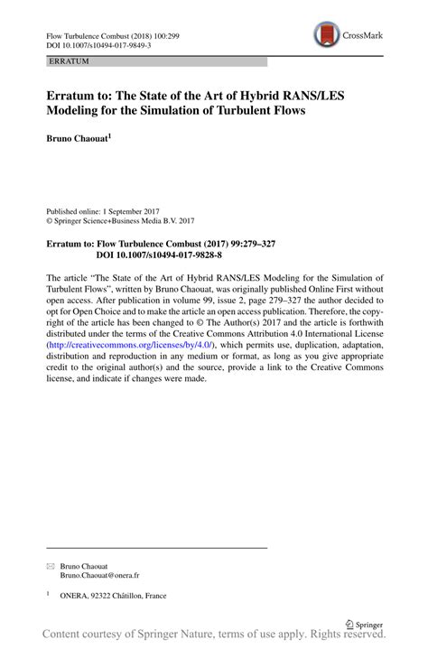 Erratum To The State Of The Art Of Hybrid Ransles Modeling For The