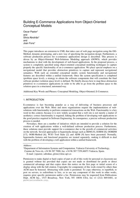 Pdf Building E Commerce Applications From Object Oriented Conceptual Models