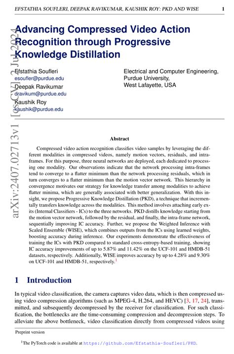 Pdf Advancing Compressed Video Action Recognition Through Progressive Knowledge Distillation