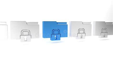 Blue Folder And Lock Icon Isolated On White Background Closed Folder And Padlock Stock