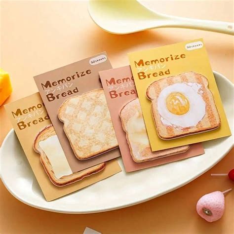 Set Of 4 Memory Bread Series Creative High End Sticky Notes Reusable