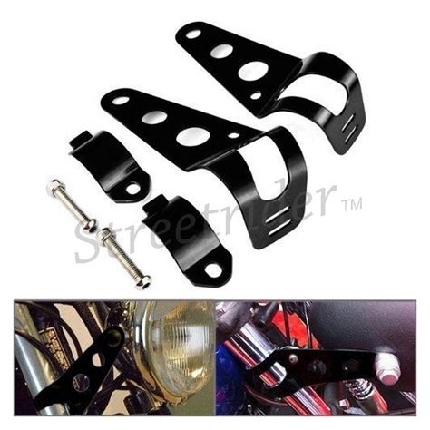 Gabel Side Mount Schwarze 35 43 Mm Lampenhalter Motorrad Cafe Racer