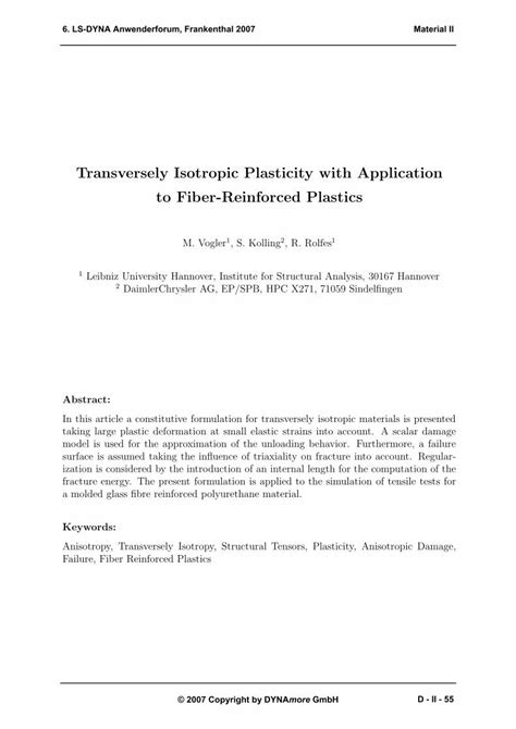 Pdf Transversely Isotropic Plasticity With Application To Fiber Reinforced Plastics Dokumen Tips