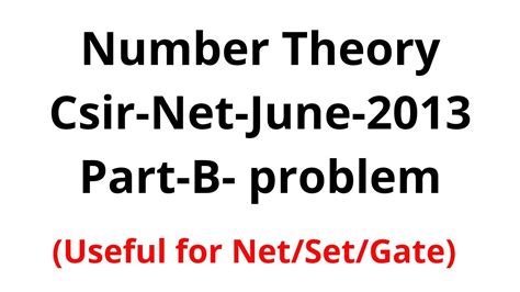 Number Theory Csir Net June 2013 Solution Youtube