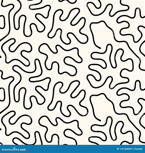 Seamless Vector Abstract Pattern With Rounded Irregular Compound Lines Inspired By Nature
