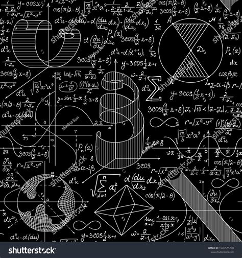Scientific Vector Seamless Pattern Handwritten Mathematical Stock Vector Royalty Free