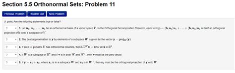 Solved Section 5 5 Orthonormal Sets Problem 11 Previous