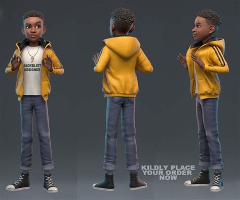 do 3d cute character modeling rendering and pose rigging by jackblixt