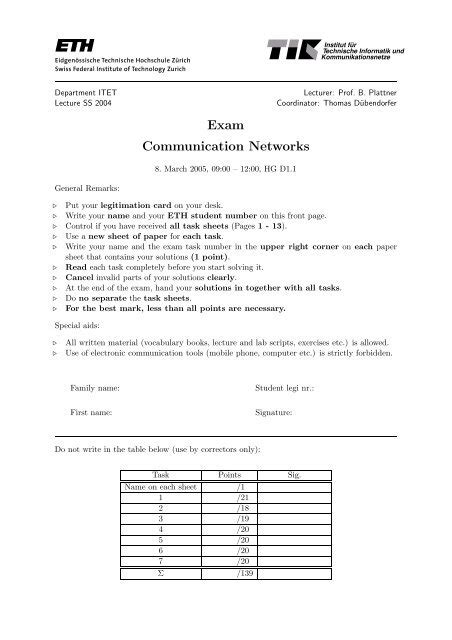 Exam Communication Networks Communication Systems Group