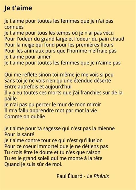 Éluard Paul Poeme Et Citation Poeme Je T Aime Eluard