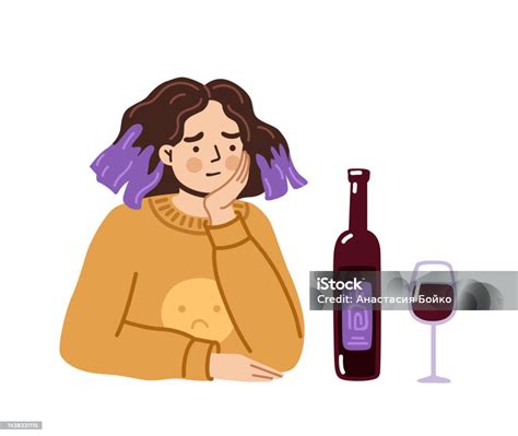 술에 취한 여자가 와인과 유리 병을 들고 테이블에 앉아 있다 슬픈 우울한 여자가 술을 마신다 알코올 중독 약물 남용 중독 및