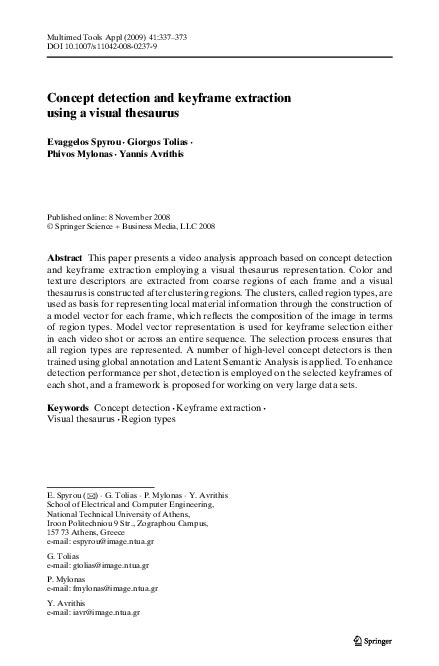 Pdf Concept Detection And Keyframe Extraction Using A Visual Thesaurus