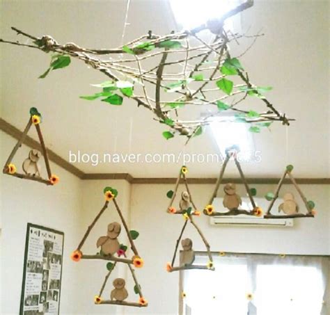 [나무조각으로 참새모빌 만들기]나뭇가지 자연물로 교실 꾸미기 유치원 어린이집 신학기 봄 환경구성 네이버 블로그 교실 유치원 교실 아이디어