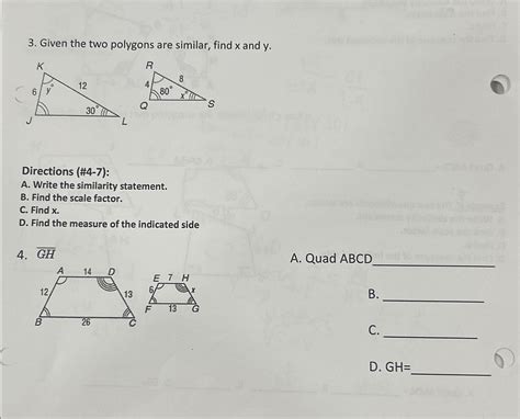 solved given the two polygons are similar find x ﻿and