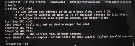 Linux操作系统，创建vdo卷的时候一直报这个错，是什么原因？最好说一下具体操作，谢谢！其他 Csdn问答