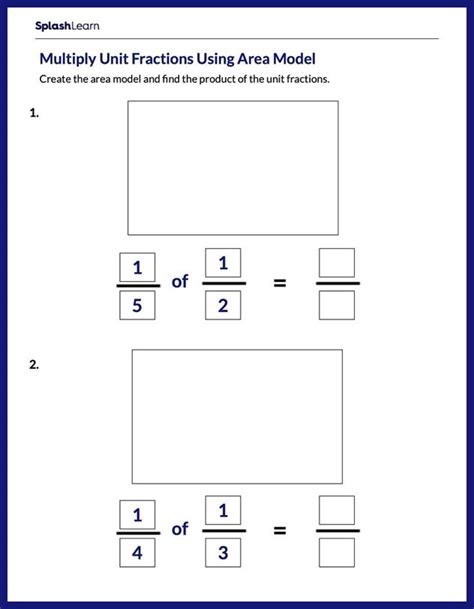 Create Area Models To Multiply Unit Fractions Worksheet