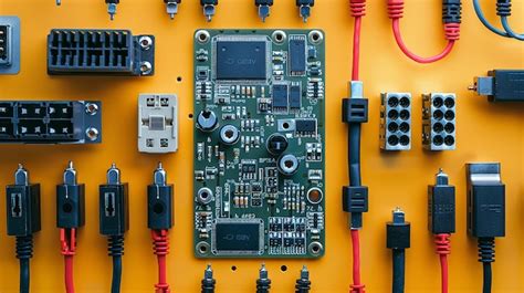 Electronic Interface Board With Various Components Premium Ai