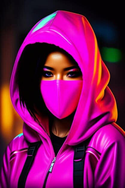 premium ai image pink masked girl