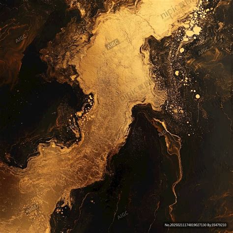 Ai创作图后现代轻奢鎏金抽象画 黑金抽象画 流体大理石金色素材 金色水墨纹理大理石纹 金色泼墨底纹 质感黑金 黑金奢华流金 抽象艺术金色水墨纹