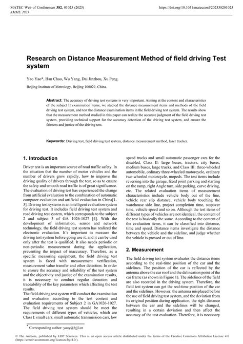 Pdf Research On Distance Measurement Method Of Field Driving Test System