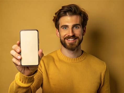 A Man Is Holding A Mobile Phone And Showing A Blank White Screen