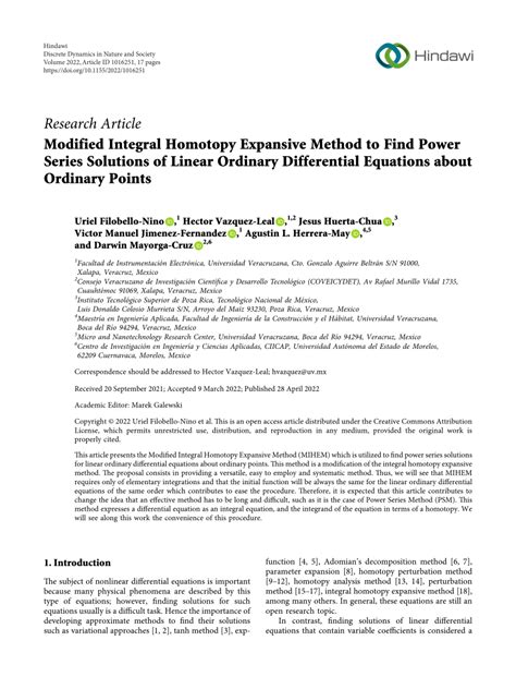 Pdf Modified Integral Homotopy Expansive Method To Find Power Series