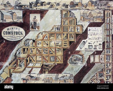 Comstock Lode Silver Mining Drawn By Thomas Dawes In 1876 The Silver Ore Was Under What Is Now