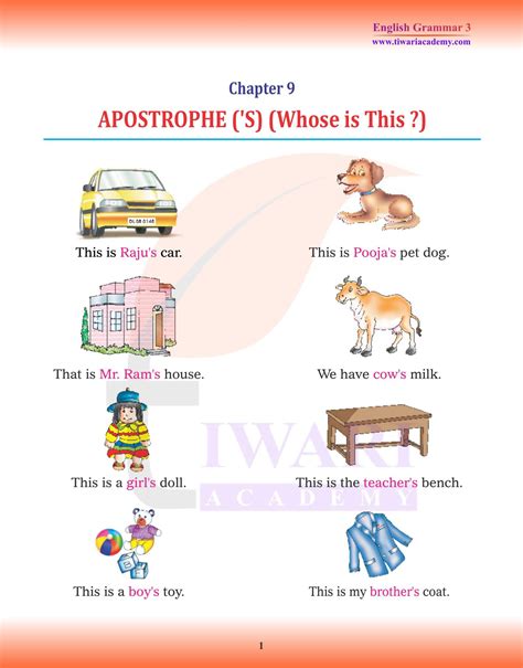 Class English Grammar Chapter Apostrophe CBSE And State Board