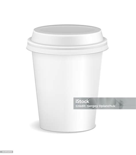 빈 흰색 현실적인 커피 컵 이랑 흰색 배경에 고립 카페 라 떼 모카 나 카푸치노 플라스틱 용기 컵 벡터 일러스트 레이 션 0명에 대한 스톡 벡터 아트 및 기타 이미지