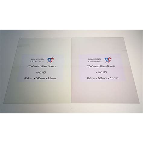 ito coated float glass sheet with sio2 barrier layer diamond coatings