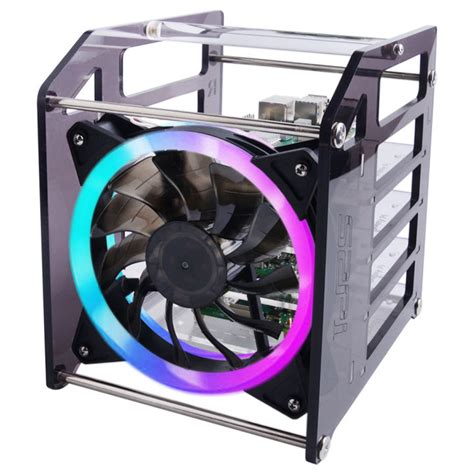 52pi Raspberry Pi Cluster Case Raspberry Pi Rack Case Stackable Case With Cooling Fan 120mm Rgb