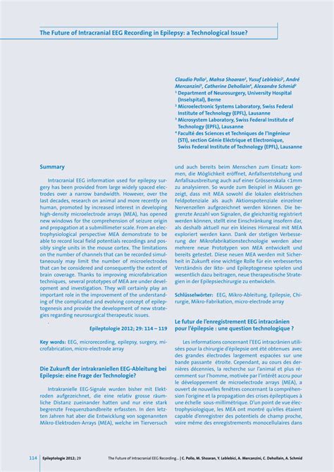 Pdf The Future Of Intracranial Eeg Recording In Epilepsy A Technological Issue