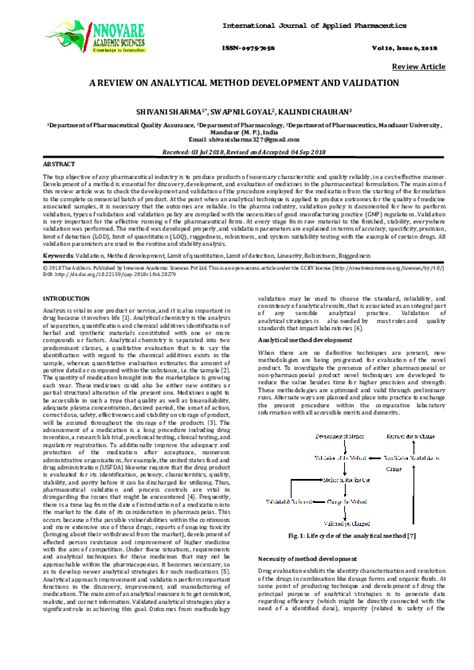 Pdf A Review On Analytical Method Development And Validation