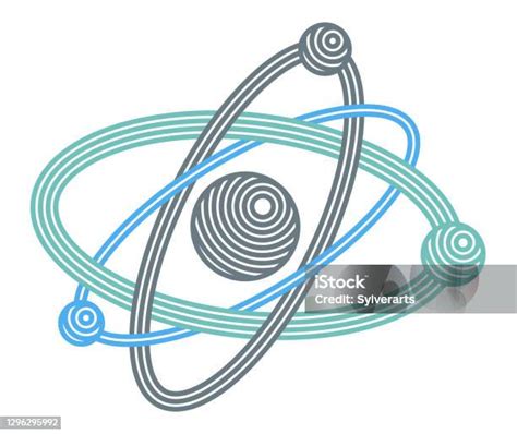 흰색 과학 아이콘 또는 초등학교 입자의 로고에 고립 된 현대 선형 스타일의 원자 벡터 기호 물리학 교육 학습 테마 사과 속심에 대한 스톡 벡터 아트 및 기타 이미지 Istock