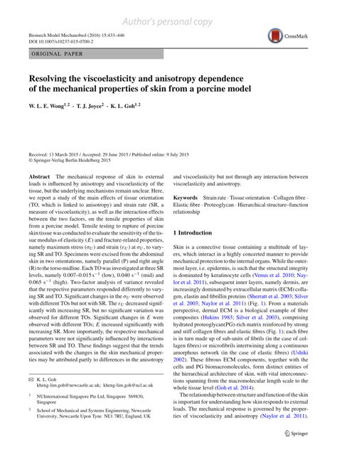 Pdf Resolving The Viscoelasticity And Anisotropy Dependence Of The