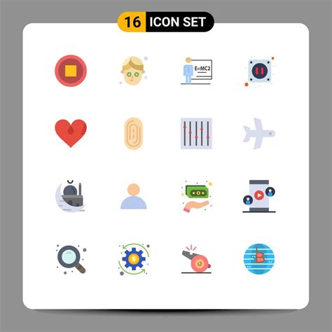 16 Universal Flat Color Signs Symbols Of T Like Teacher Love Socket Editable Pack Of Creative