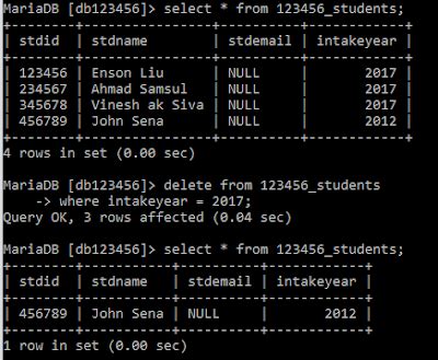 Database Laboratory Delete Data From Table