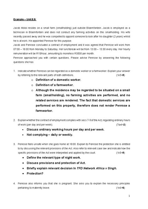 Example Analysing Practical Scenario Example Unit 8 Jacob Moloi