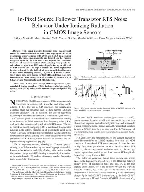 Pdf In Pixel Source Follower Transistor Rts Noise Behavior Under