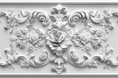 Premium Photo White Ornamental Plasterwork With Floral And Swirl Elements