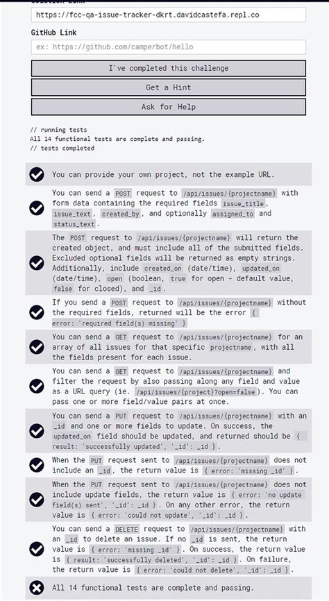 Qa Issue Tracker Trouble Passing Functional Tests Javascript The
