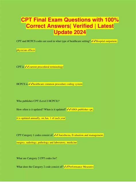 Cpt Final Exam Questions With 100 Correct Answers Verified Latest Update 2024 Cpt Stuvia Us
