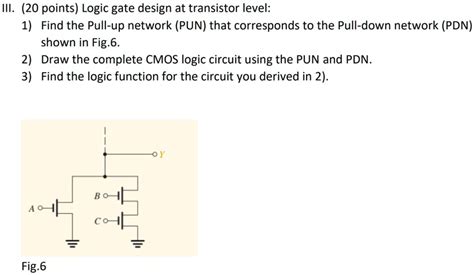 Iii 20 Points Logic Gate Design At Transistor Level 1 Find The Pull Up Network Pun That