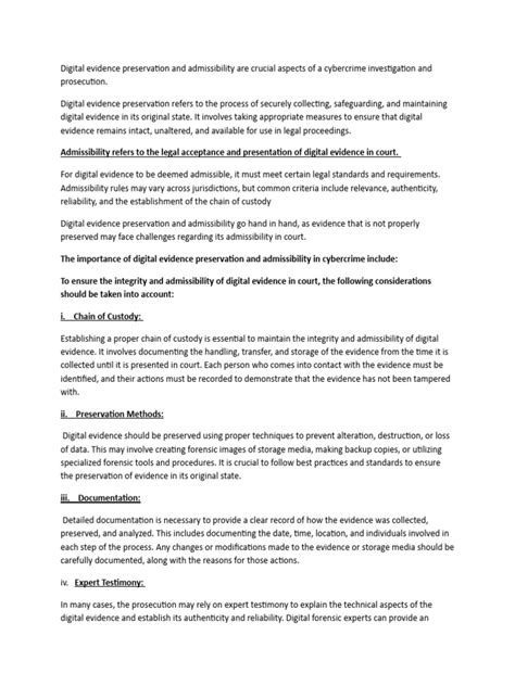 digital evidence preservation and admissibility pdf admissible