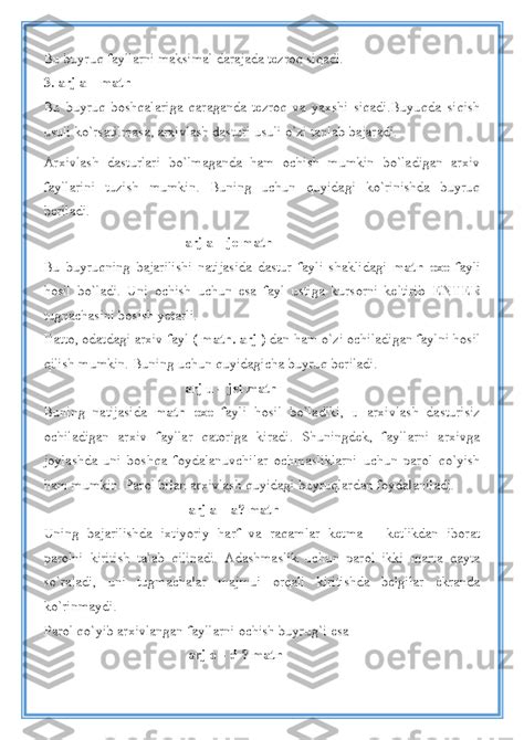 Arxivator Dasturlari Fayl Va Kataloglarni Arxivlash Arxivlash Vazizfasi Va Prinspi