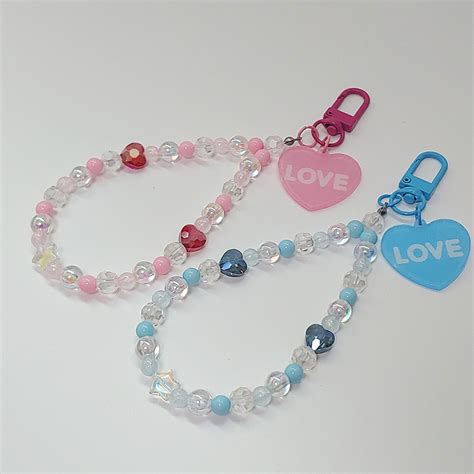 First 하트 비즈 크리스탈 핸드폰 스트랩 줄 고리 폰스트랩23 Hk013