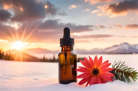 Premium AI Image | a bottle of medicine with the sun behind it