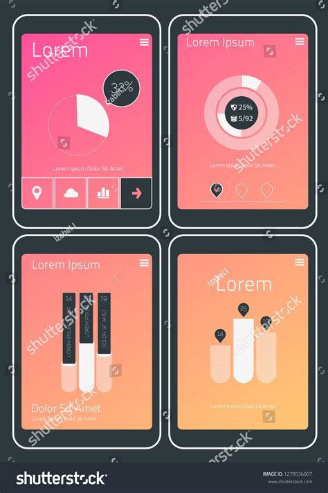 Mobile App Ui Chart Diagram Screens Stock Vector Royalty Free 1279536007 Shutterstock