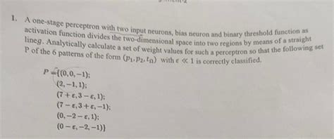 1 a one stage perceptron with two input neurons