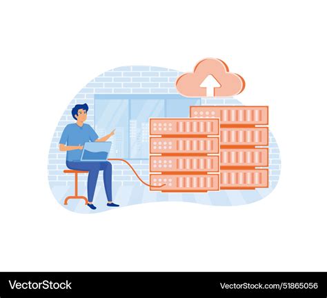 Data Server Web Concept Technician Works Vector Image